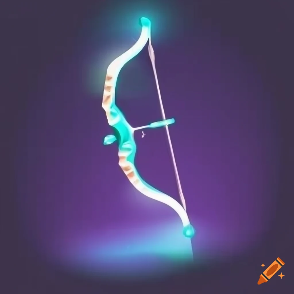 White luminescent longbow game icon on Craiyon