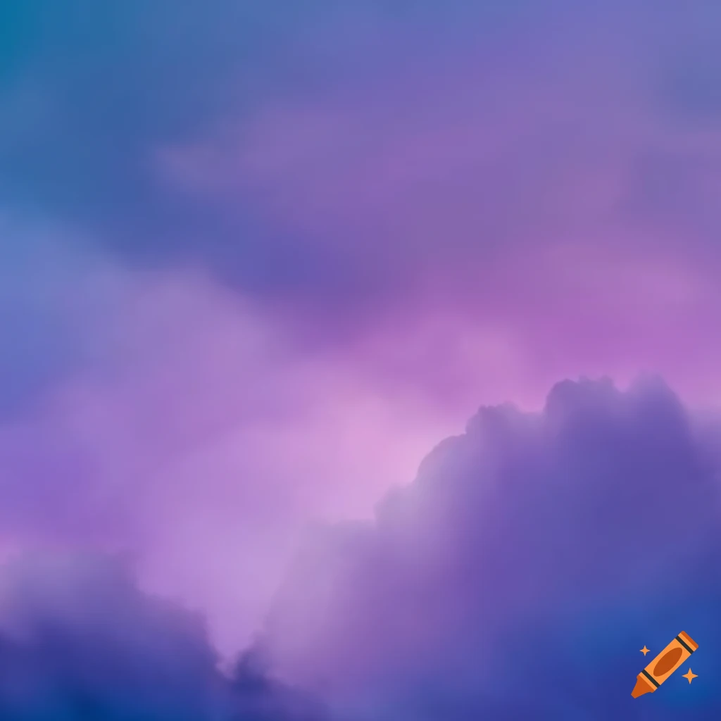 Digital art of blue, violet, and lilac sky with clouds and fog on Craiyon