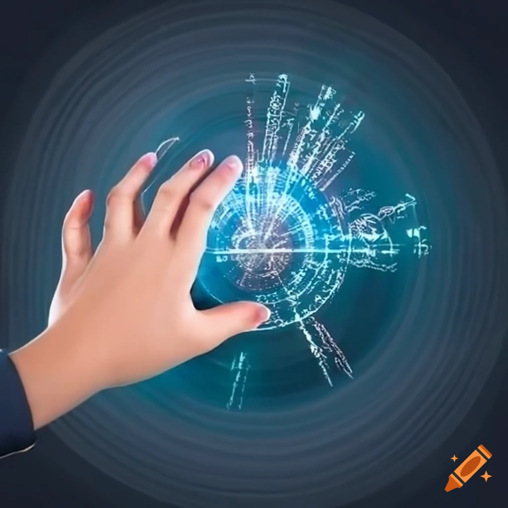 Elegant hand breaking computer screen on Craiyon