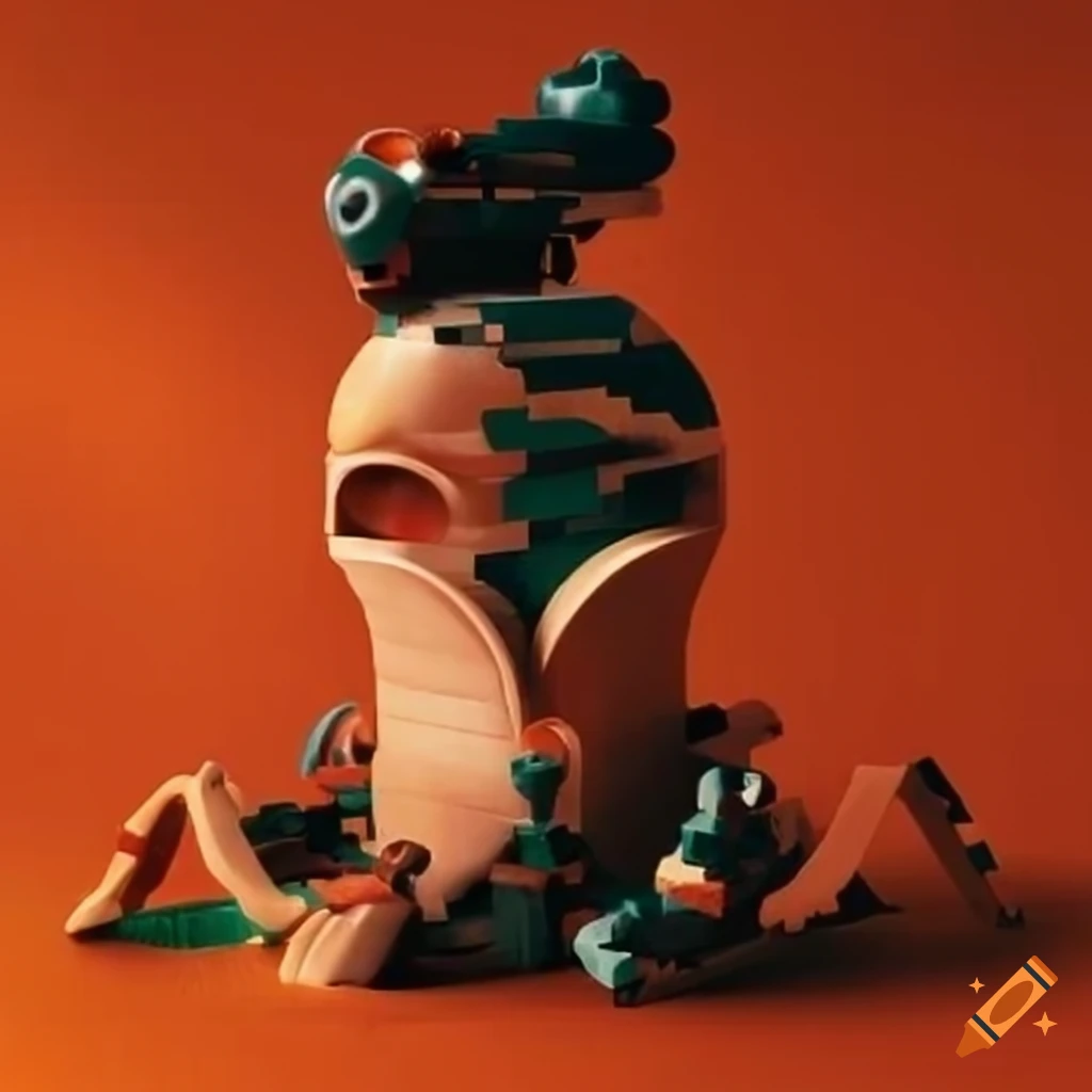 Strange surreal toys like trucks, dolls, legos, houses, soldiers, and ...