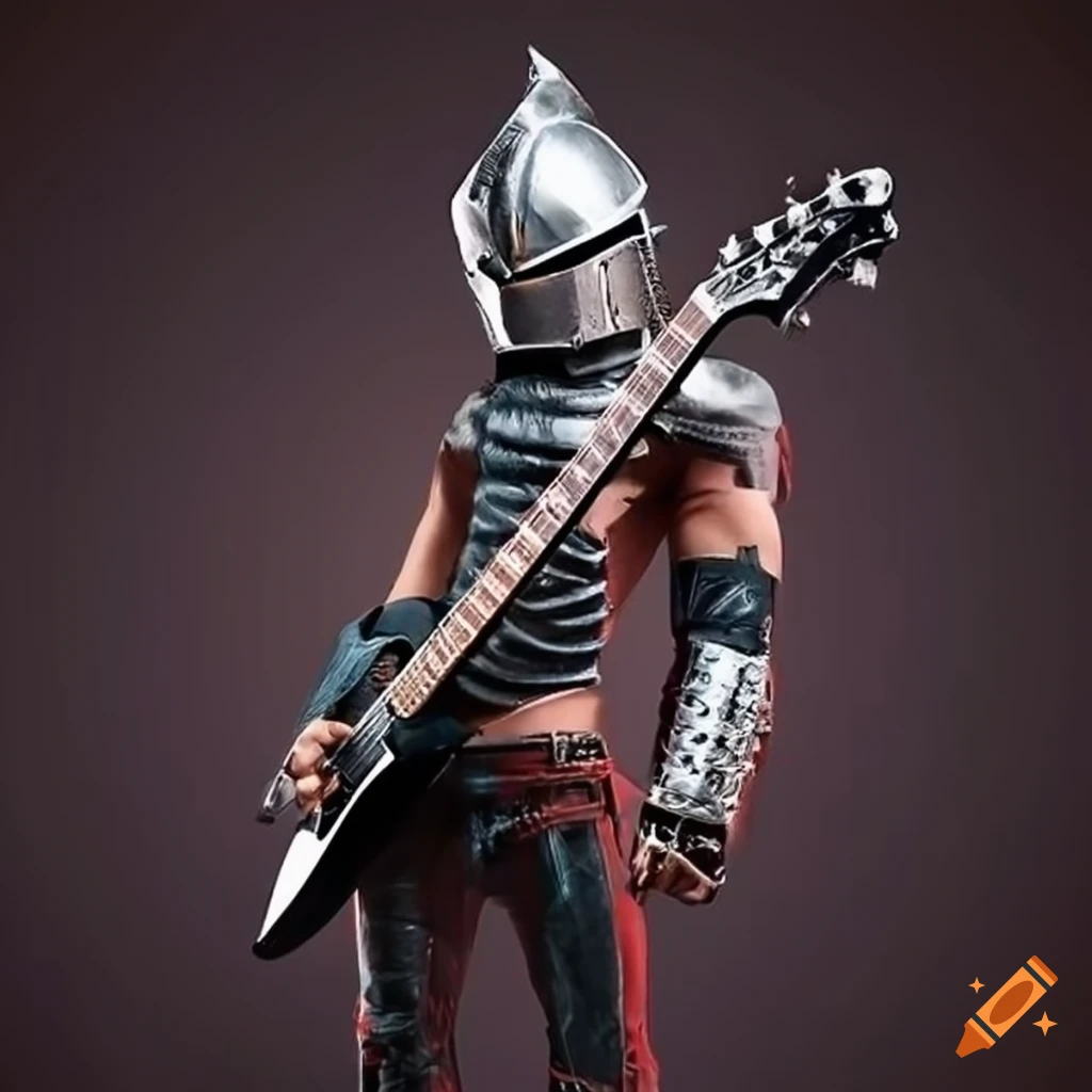 Punk rock knight with electric guitar sword on Craiyon