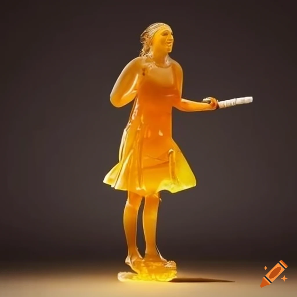 Translucent amber sculpture of Jelena Ostapenko tennis player on Craiyon