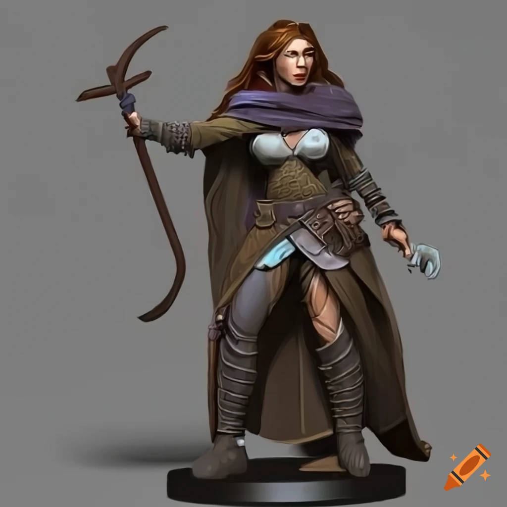 Female human ranger in a fantasy setting on Craiyon