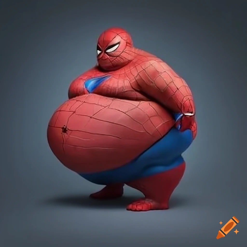 Overweight spiderman character on Craiyon