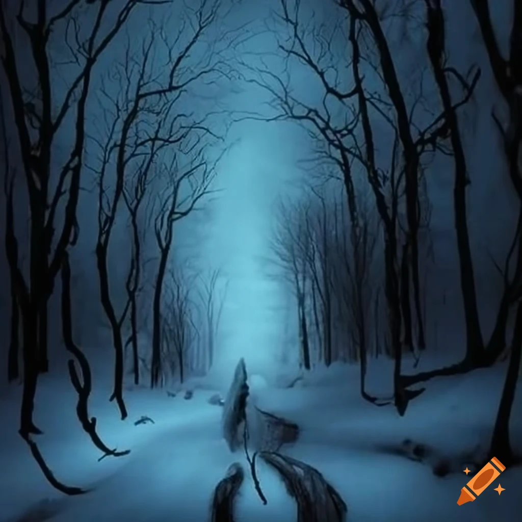 Eerie winter scene on Craiyon