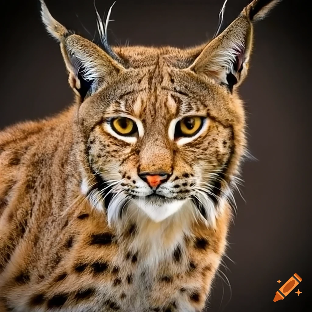 Yellow and gold spotted desert scruffy cat lynx with yellow eyes on Craiyon