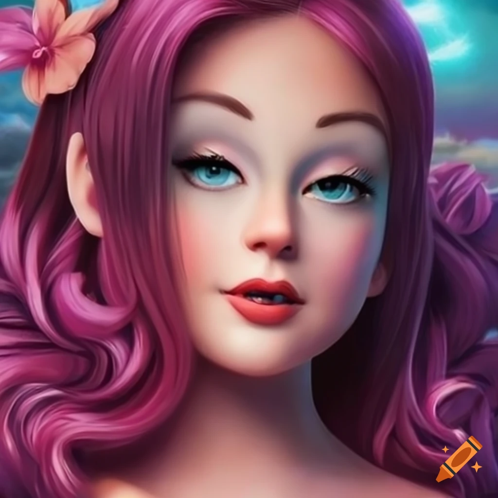 Photorealistic depiction of Mabel Pines as the goddess Venus on Craiyon