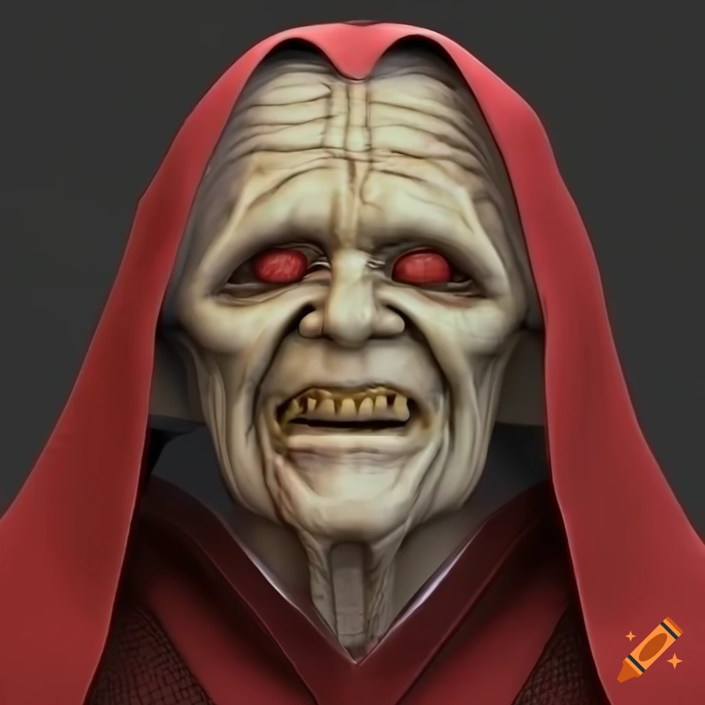 Realistic 3d model of smiling darth sidious in smooth light on Craiyon