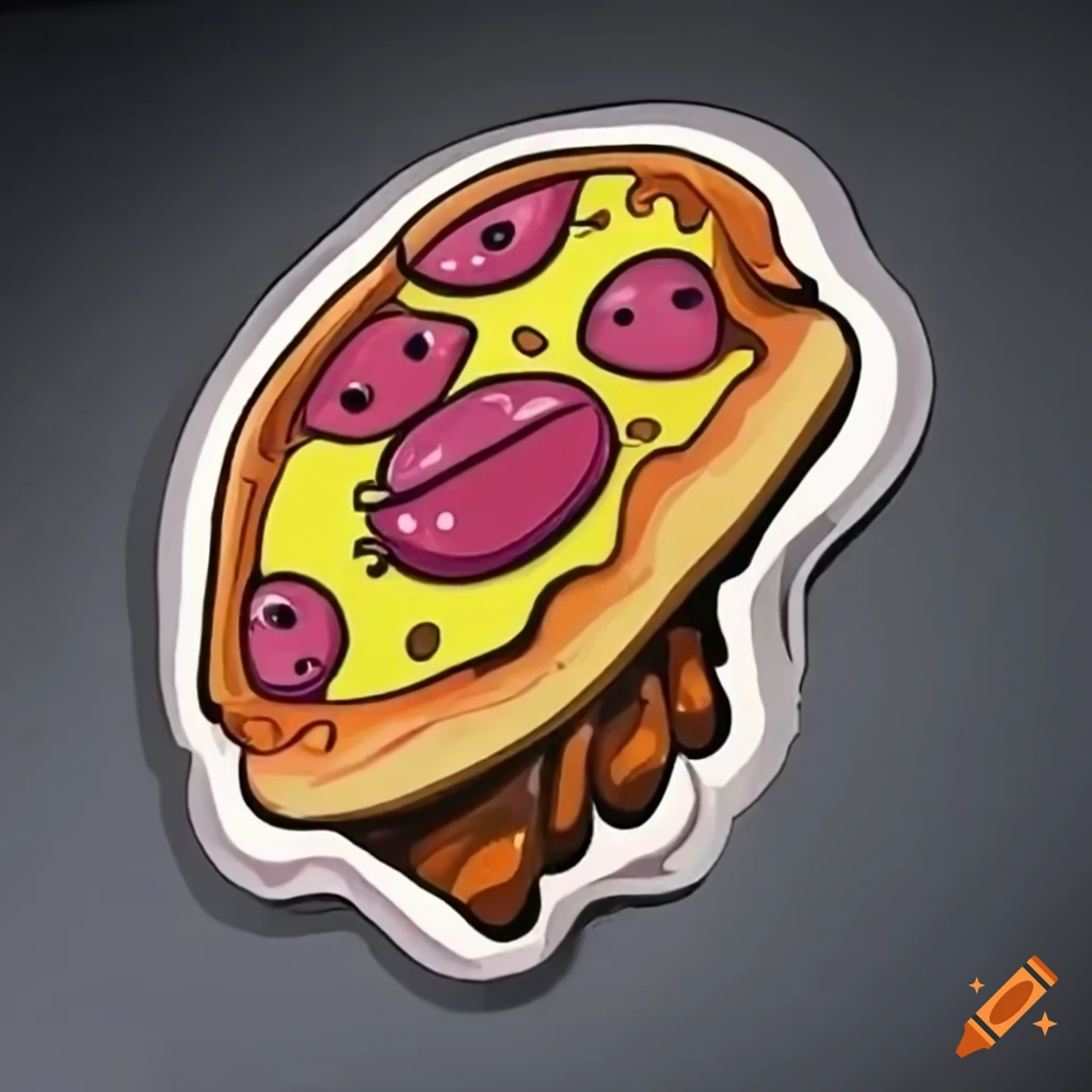 Cartoon pizza sticker on Craiyon