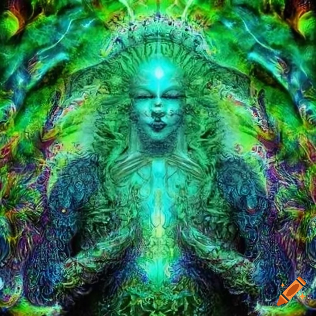 Chaos god of green consciousness in angelic form on Craiyon