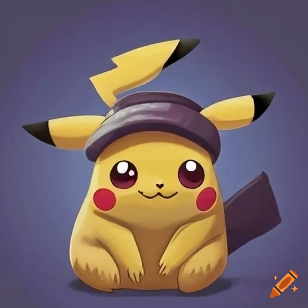 Adorable pikachu wearing a cat hat with big eyes on Craiyon