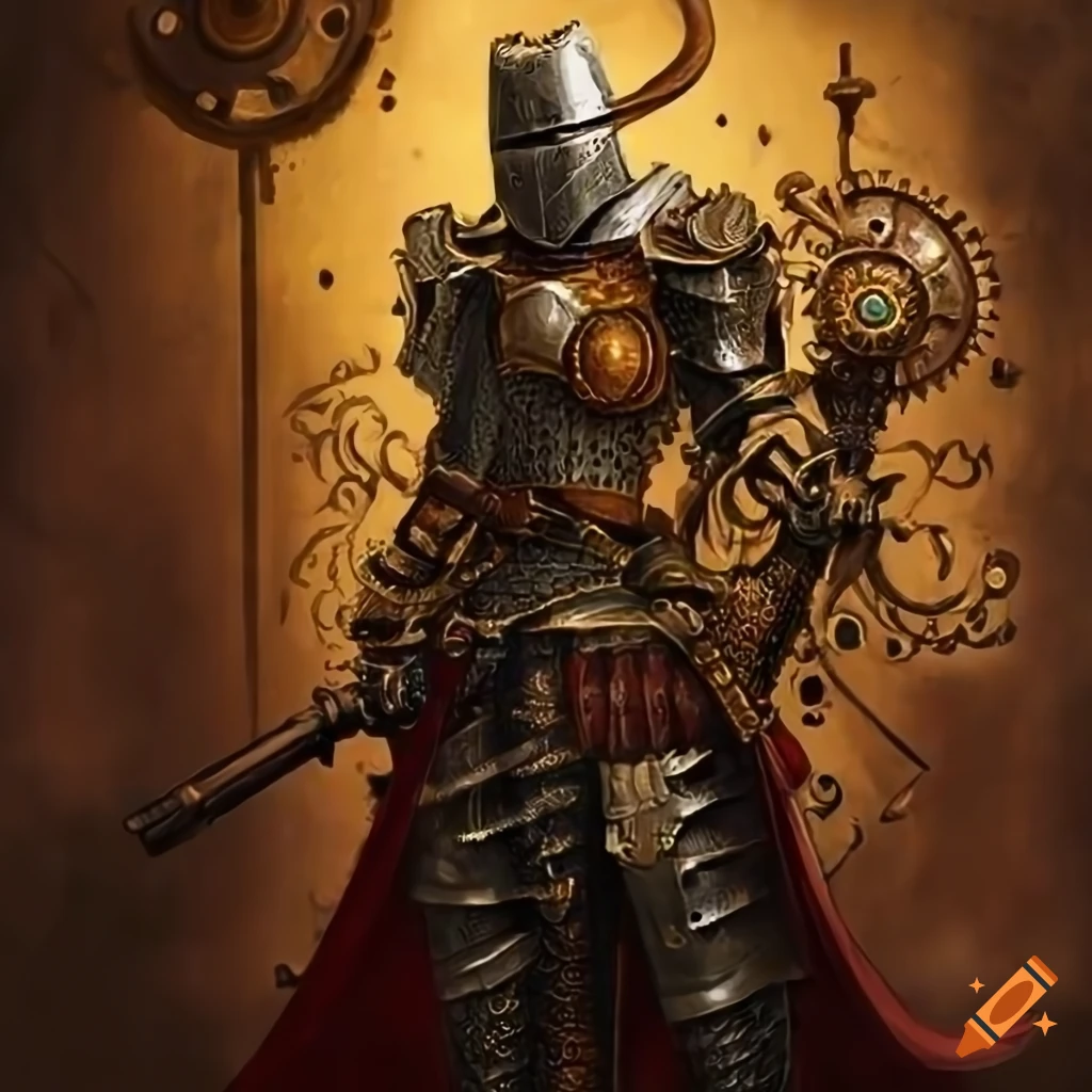 Steampunk knight illustration on Craiyon