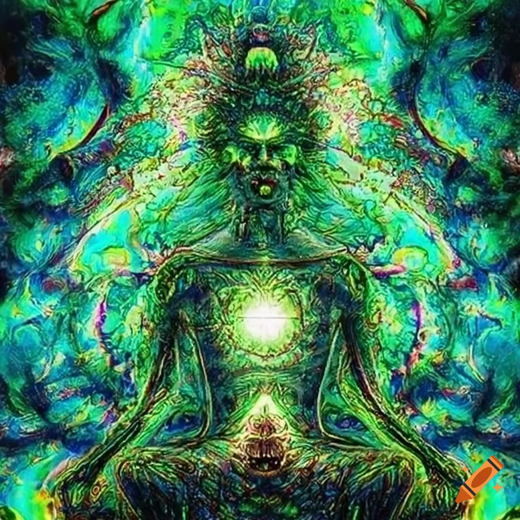 Chaos god of green consciousness aura on Craiyon