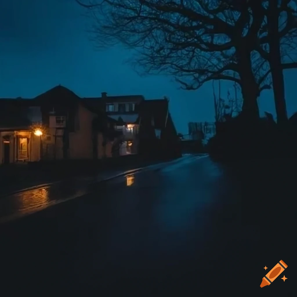 Lonely town at night with an aesthetic vibe on Craiyon