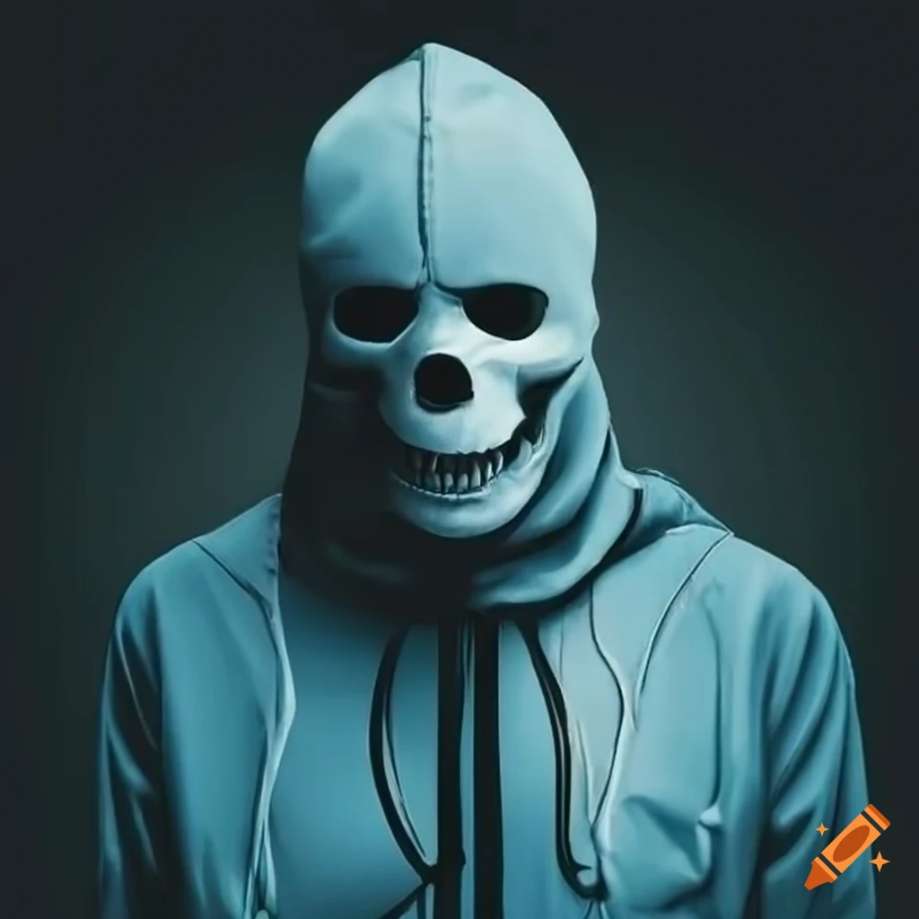Skeleton in tracksuit with ski mask on on Craiyon