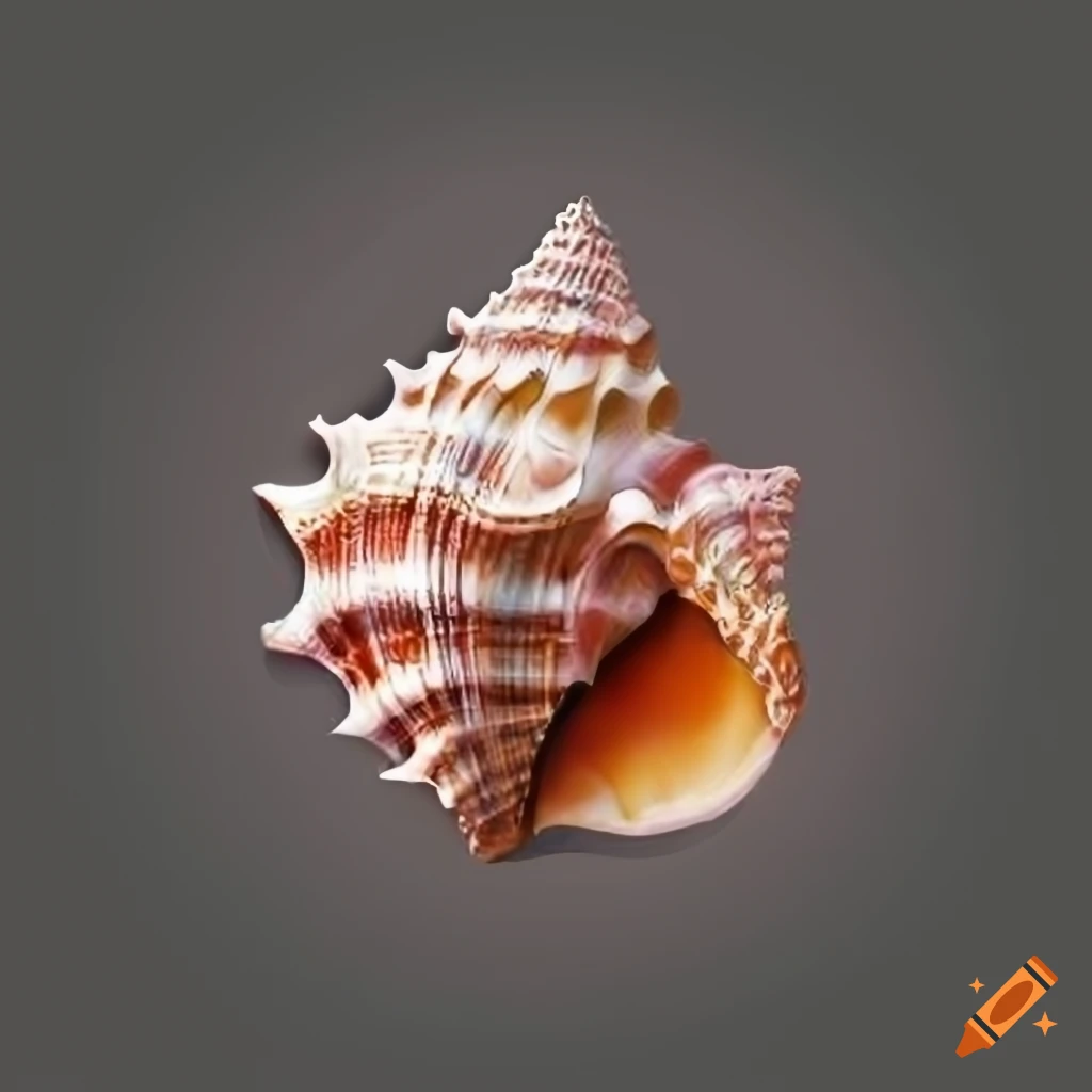 Fancy vertical conch shell icon on transparent background in digital ...