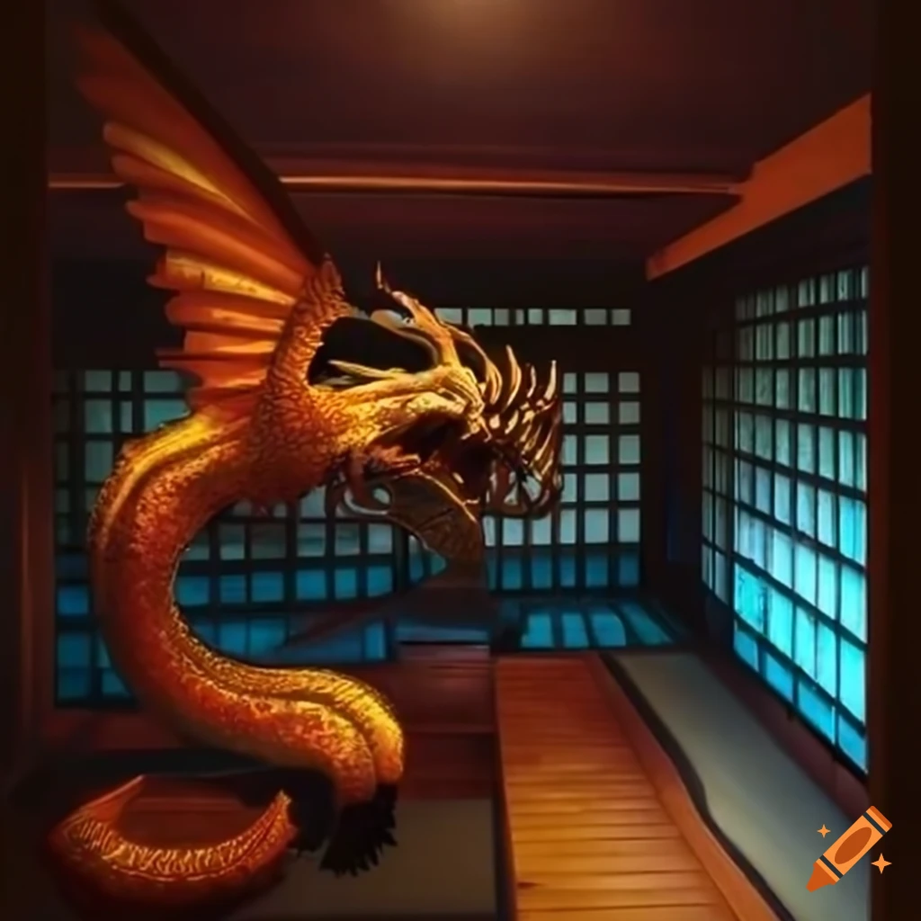 Flying dragon inside a japanese ryokan on Craiyon