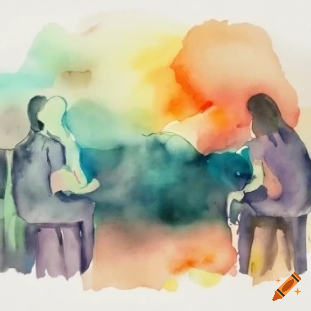 Simple watercolor drawing depicting conflict on Craiyon