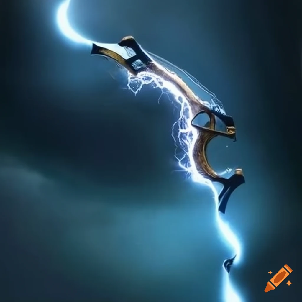 Bow and arrow surrounded by lightning on Craiyon