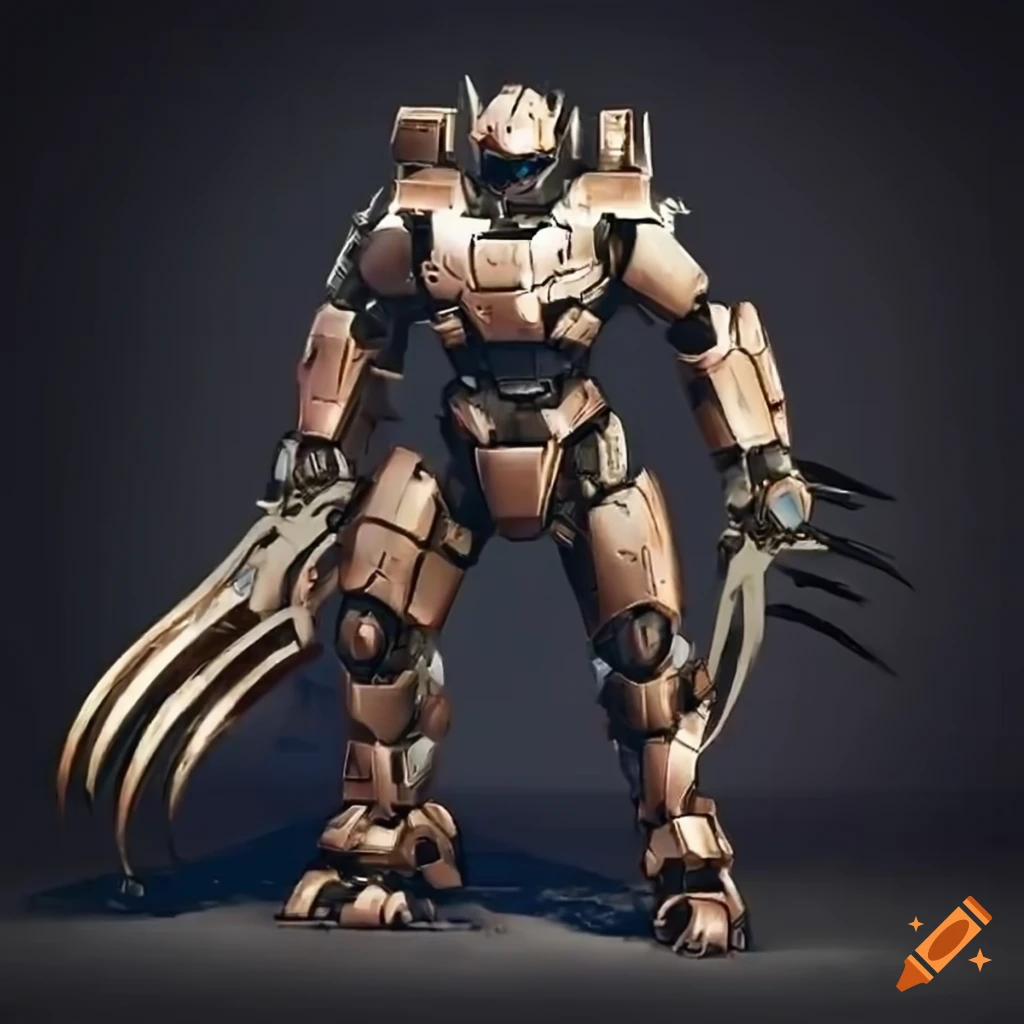 Mecha suit with iron claws on Craiyon