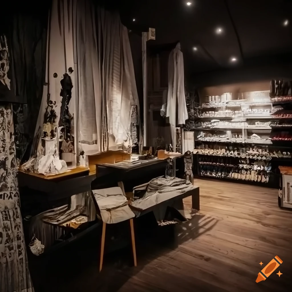 Dimly lit and messy showroom retail store on Craiyon