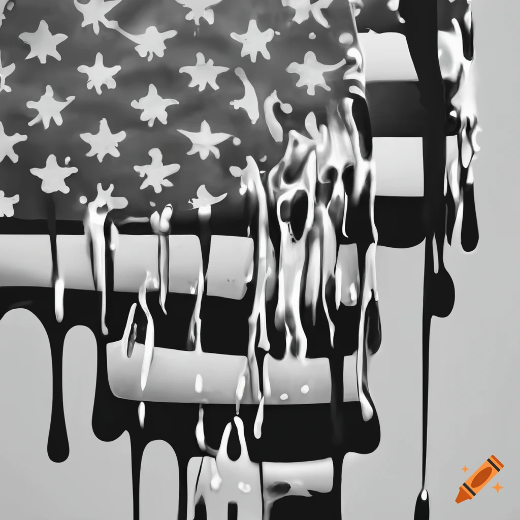 Abstract black and white dripping paint flag on Craiyon
