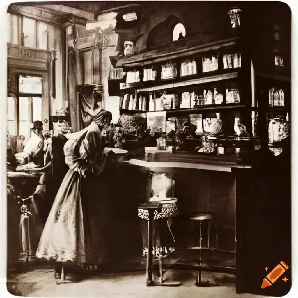 Vintage depiction of a coffee shop in the 1880s on Craiyon