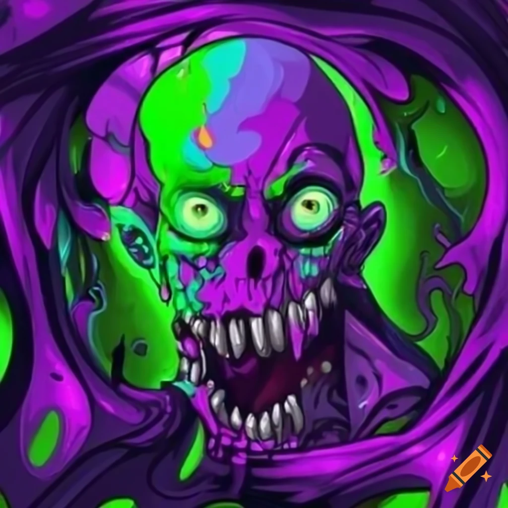Eerie purple and green toxic zombie background on Craiyon