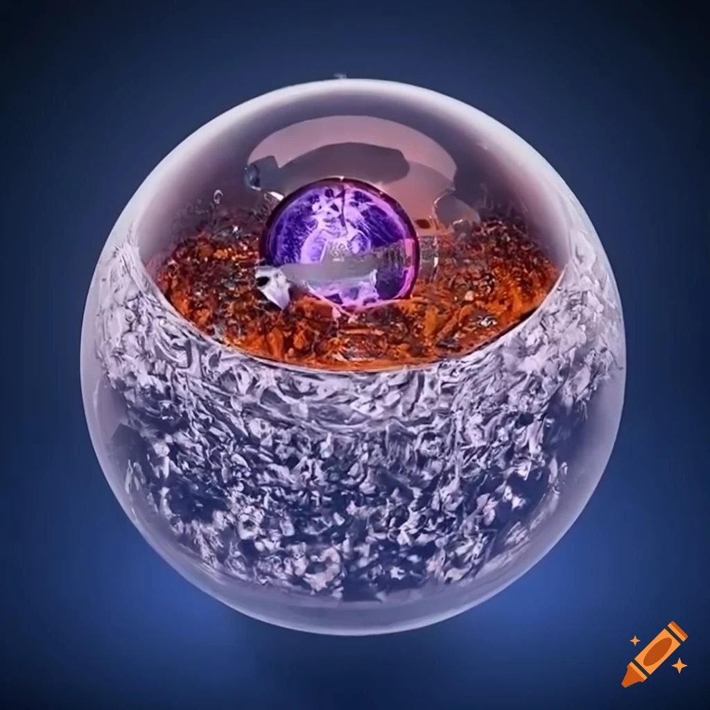 Magic device with a sphere containing translucent fantasy scenes on Craiyon