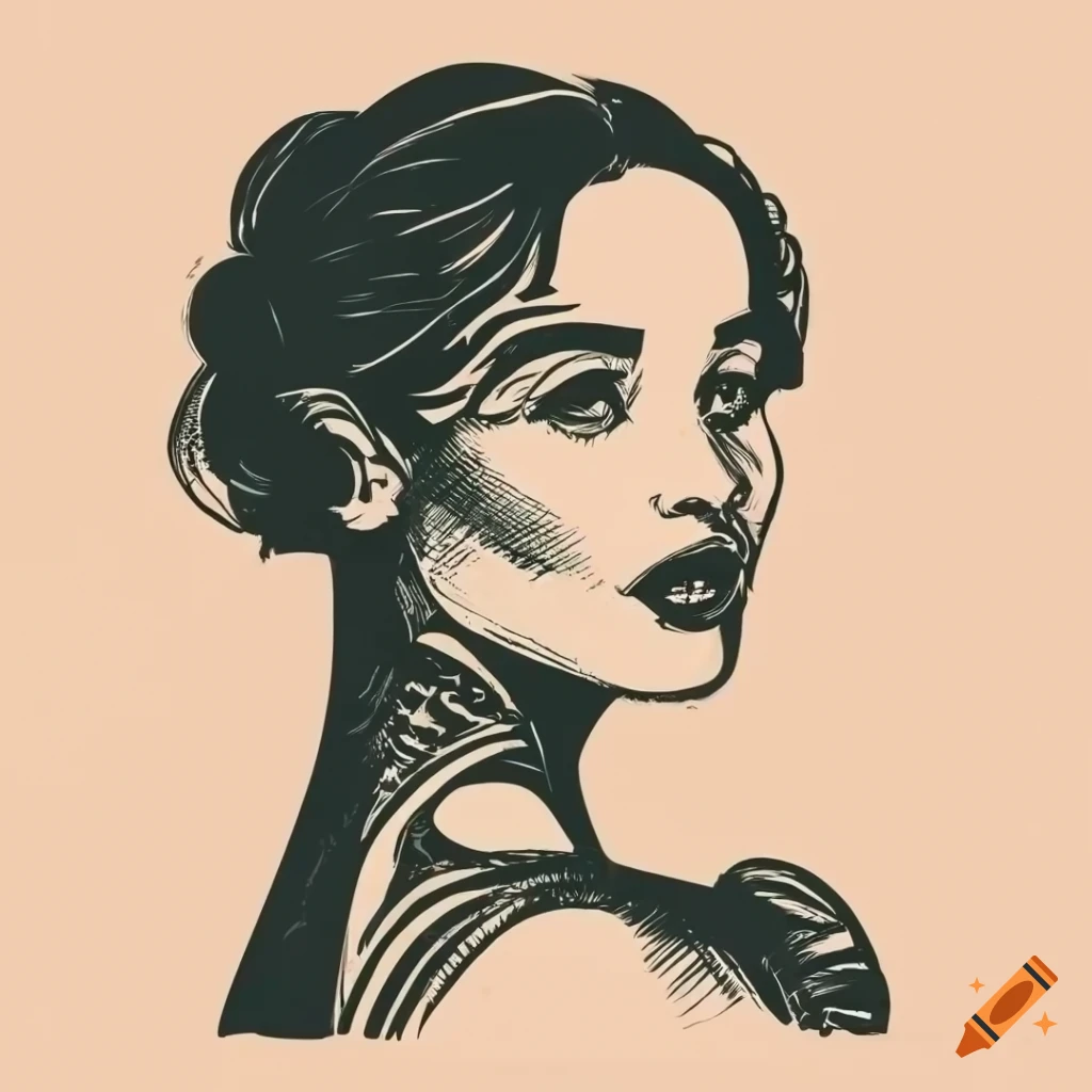 Vintage female figure templates sketched with pencil strokes on Craiyon