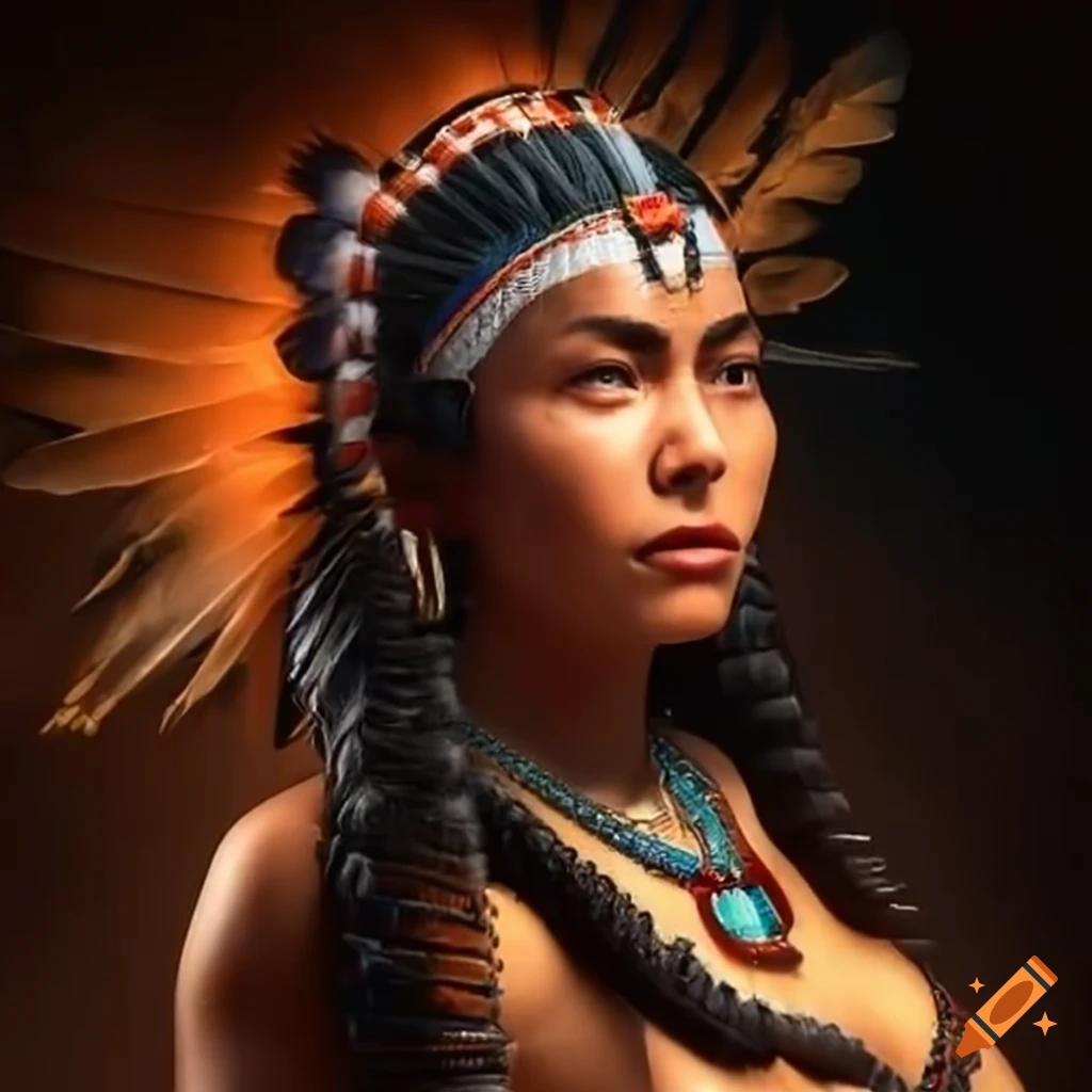 Fictional native american heroine controlling a computer interface on ...