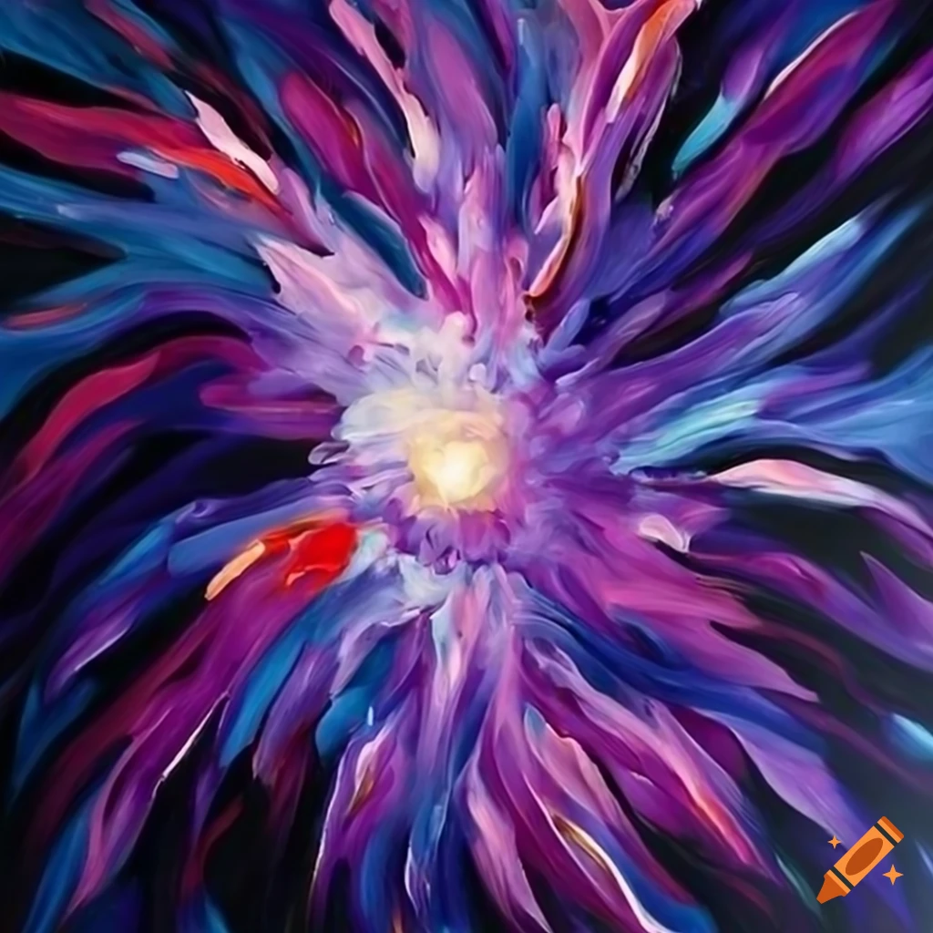Explosive star in purple color, oil painting on Craiyon
