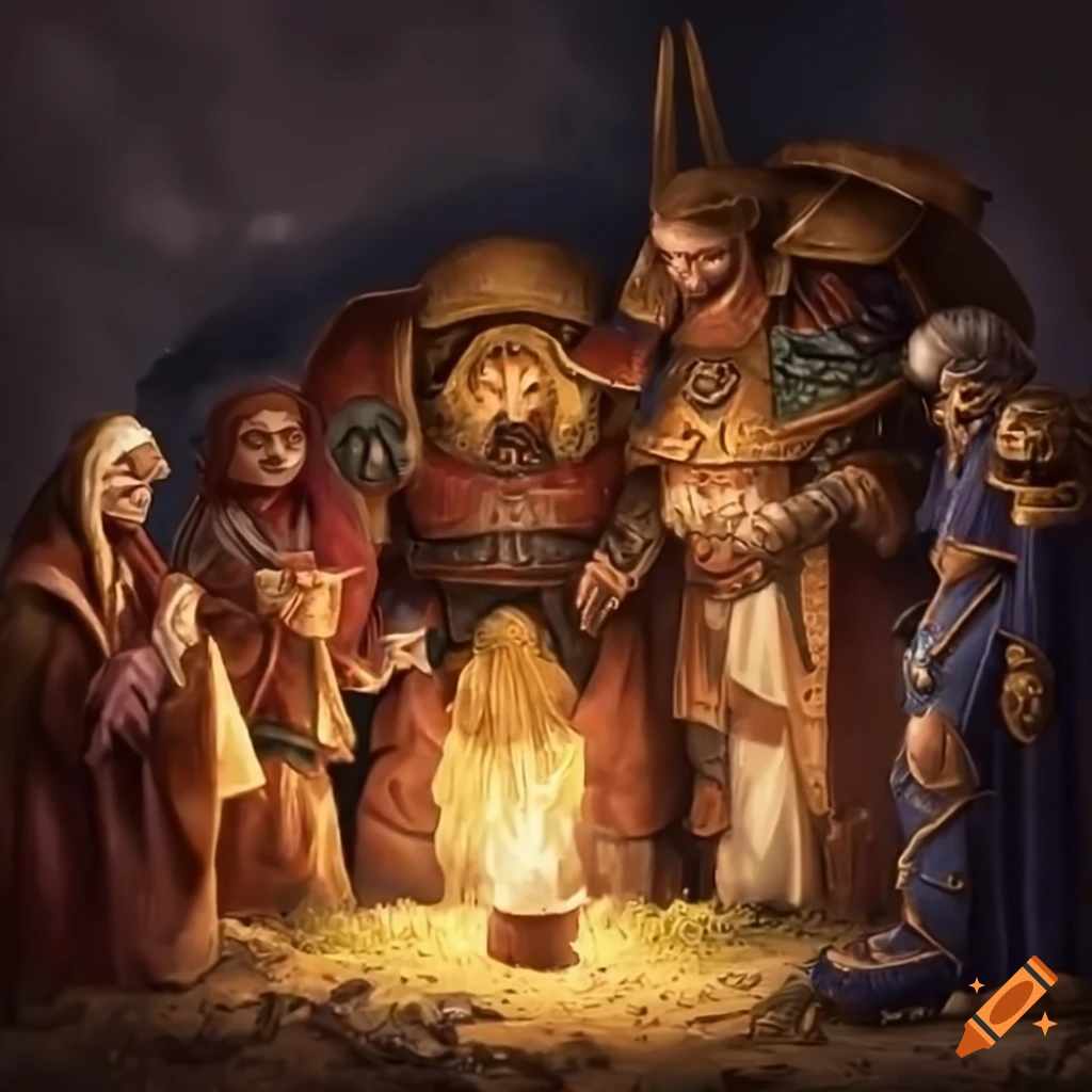 Nativity scene with warhammer 40k characters on Craiyon
