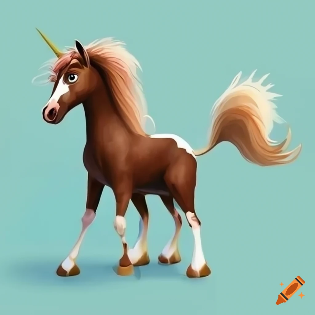 Pinto horse unicorn character design by pixar on Craiyon