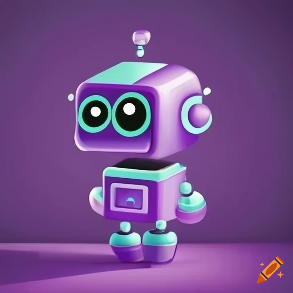 Purple cute robot on Craiyon