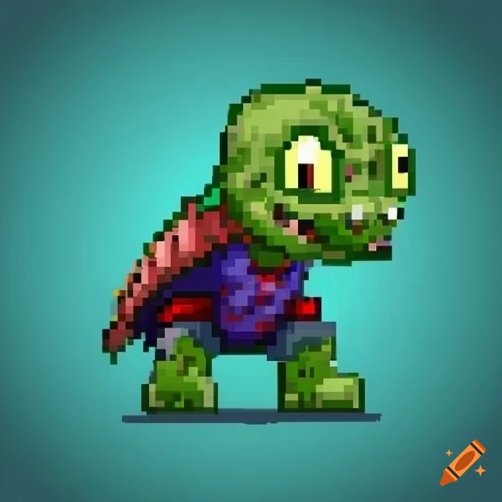 Pixel art of a zombie turtle on Craiyon