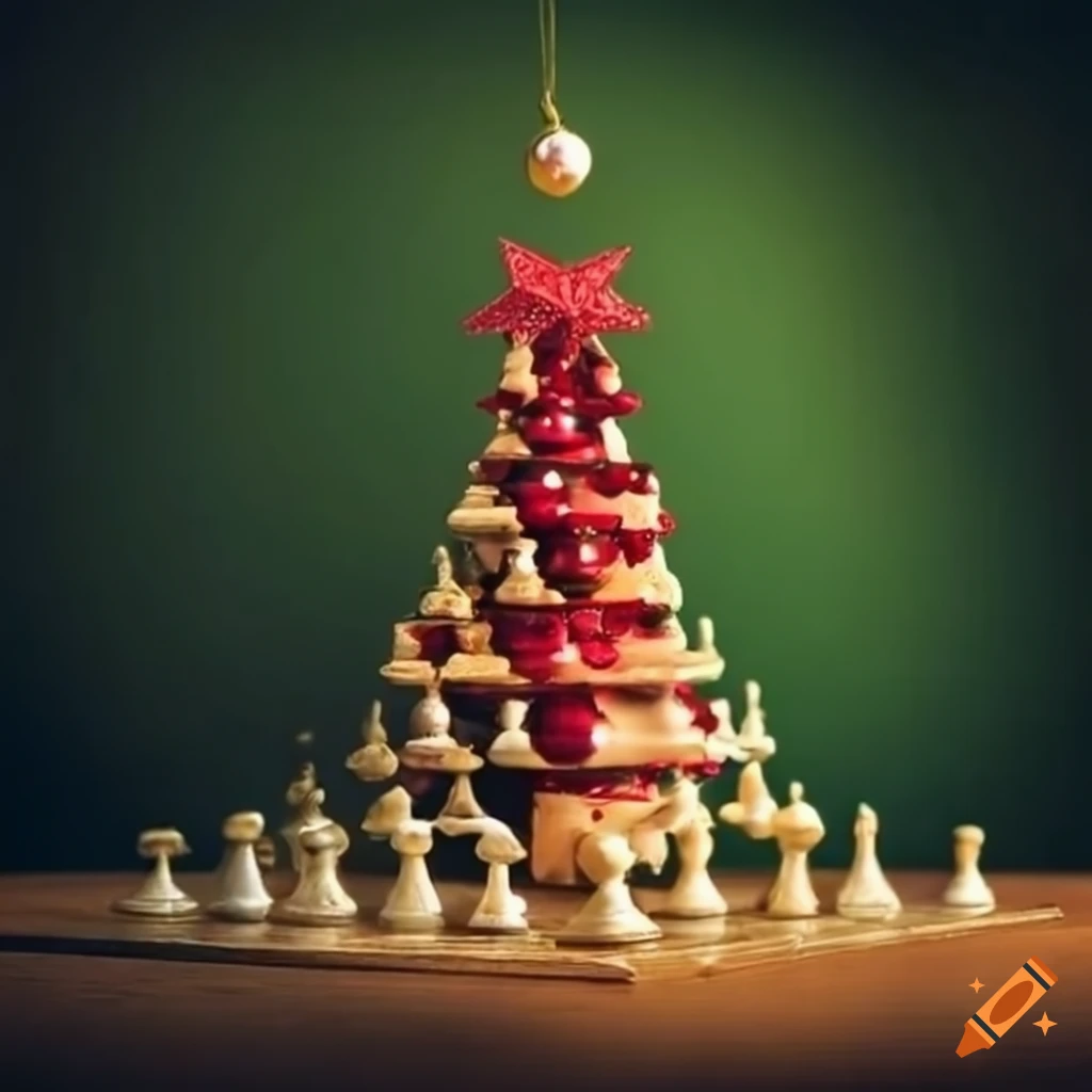 Christmas tree with chess piece ornaments on Craiyon