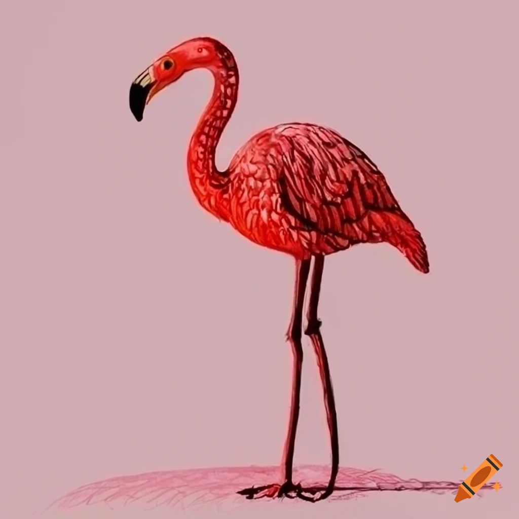 Edward Gorey style depiction of 'signal violet flamingo is my friend ...