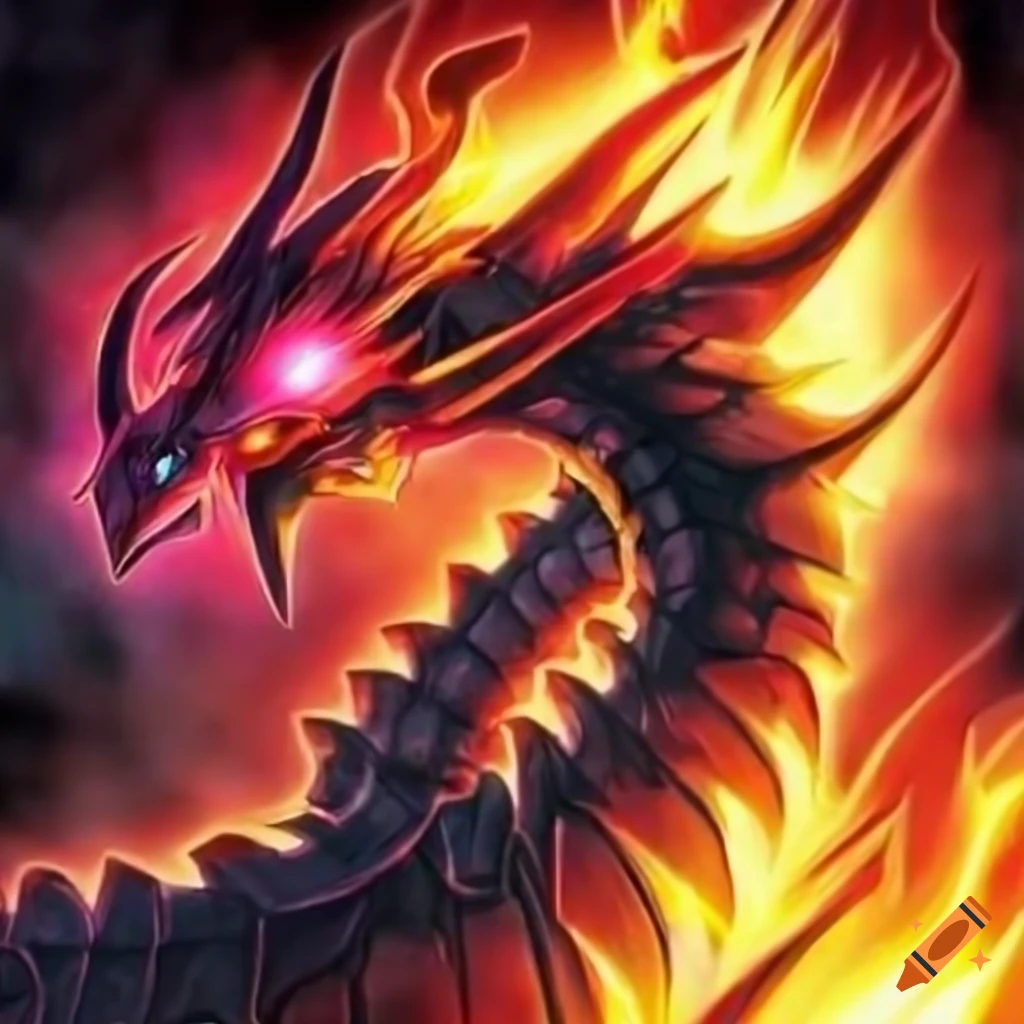 Yu-Gi-Oh card art featuring an anime fire dragon with an Asian dragon ...