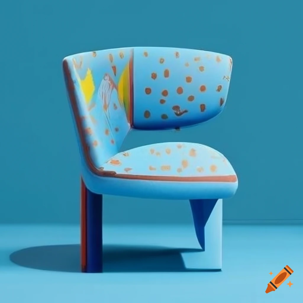 Blue memphis design chair on Craiyon