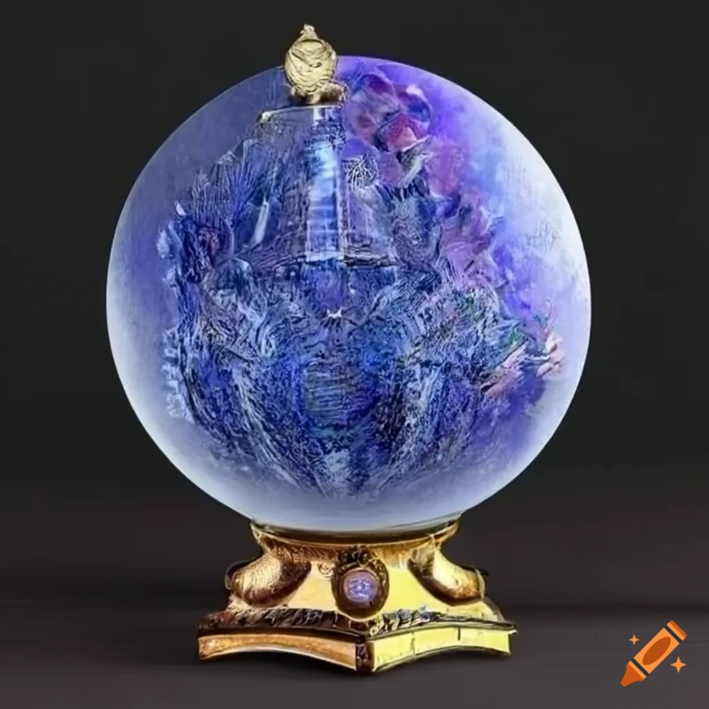 Magic device displaying detailed superimposed fantasy scenes on Craiyon