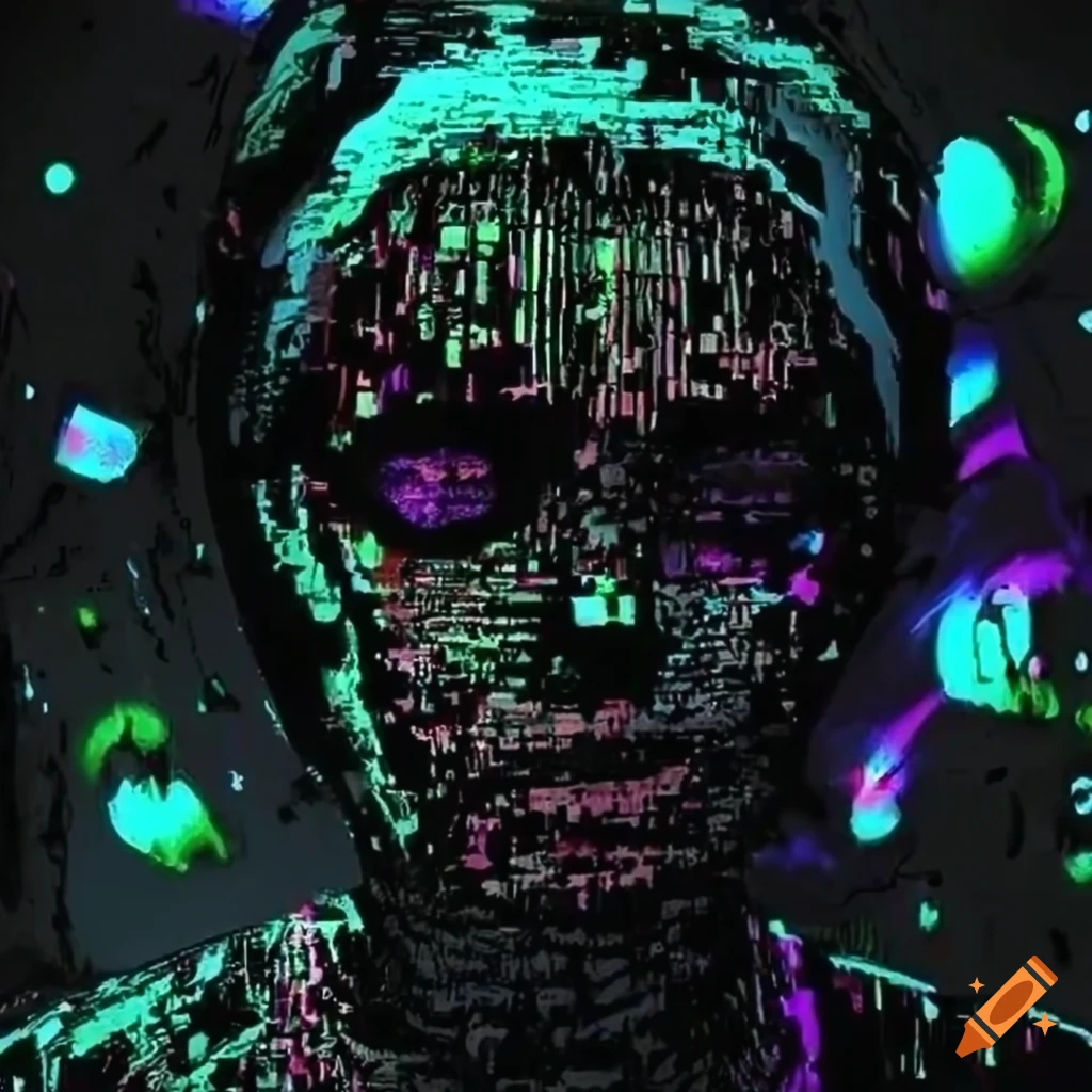 Abstract dark negative space with glitch effect on Craiyon
