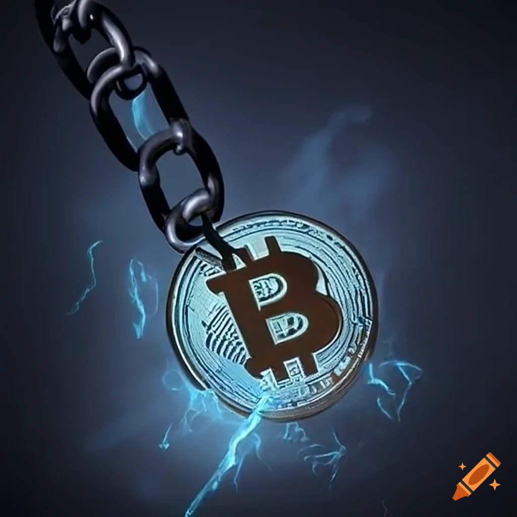 Bitcoin connected with chain and broken chain on Craiyon