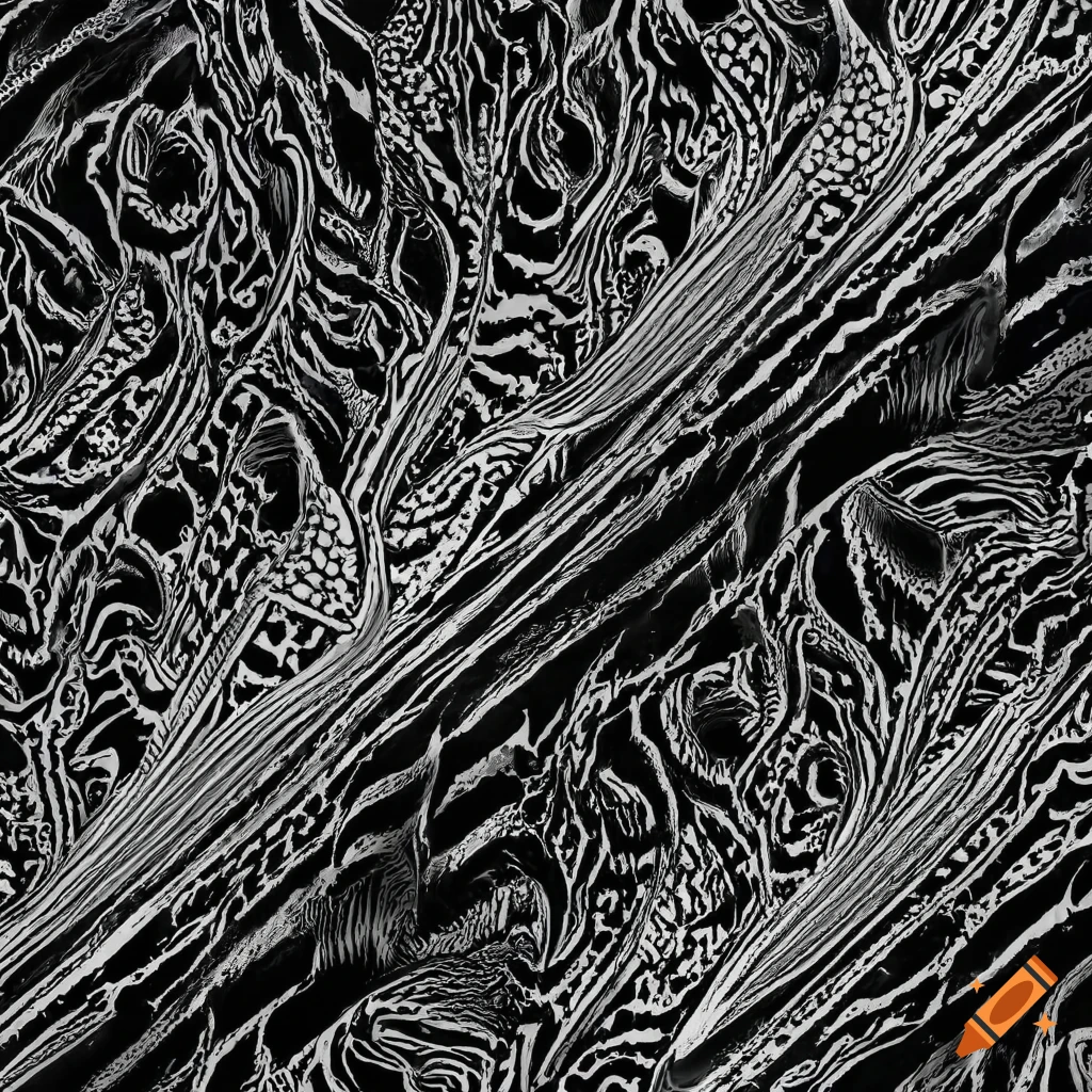 Black and white sharp jagged damascus pattern on Craiyon