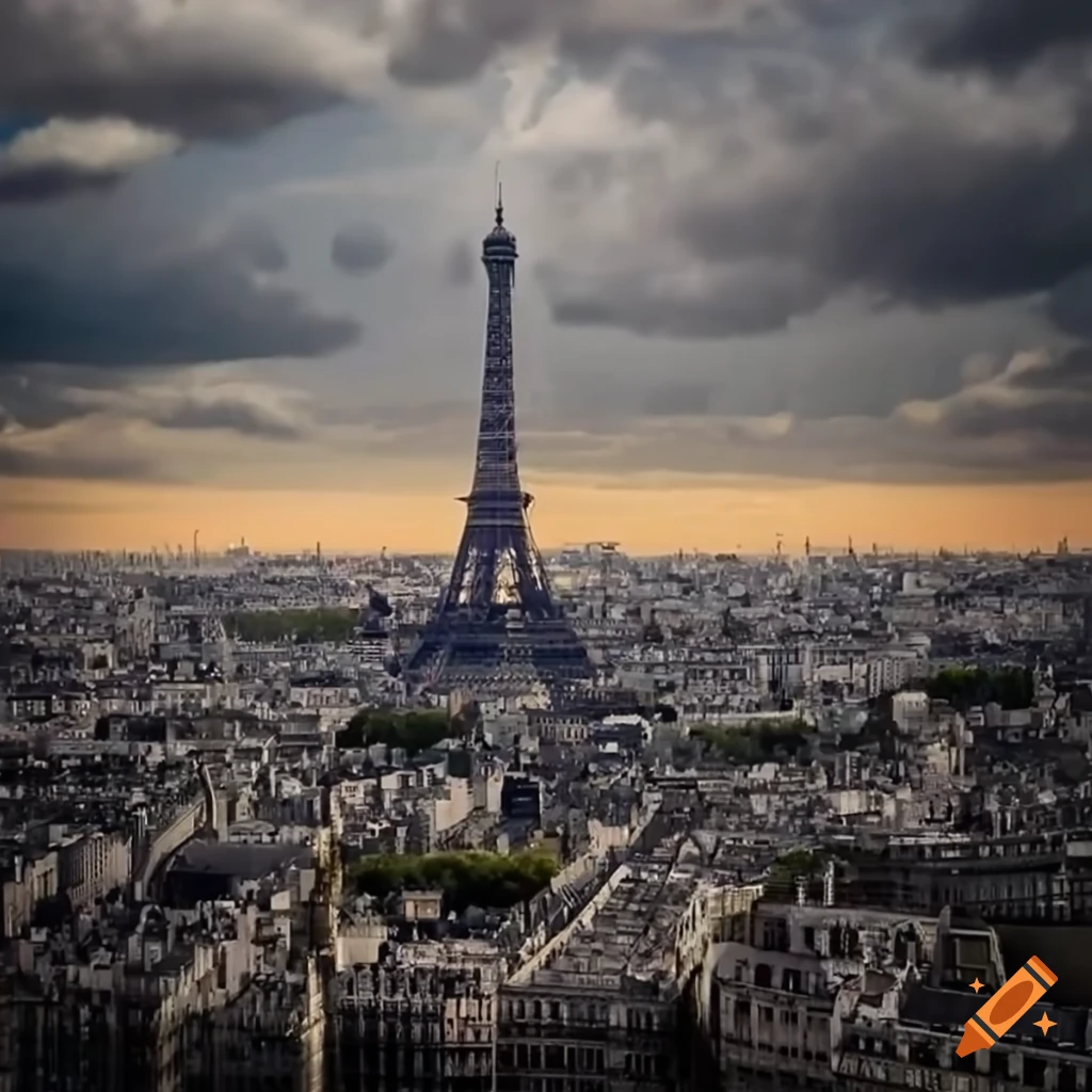 Superhero overlooking paris from the top of the eiffel tower on Craiyon