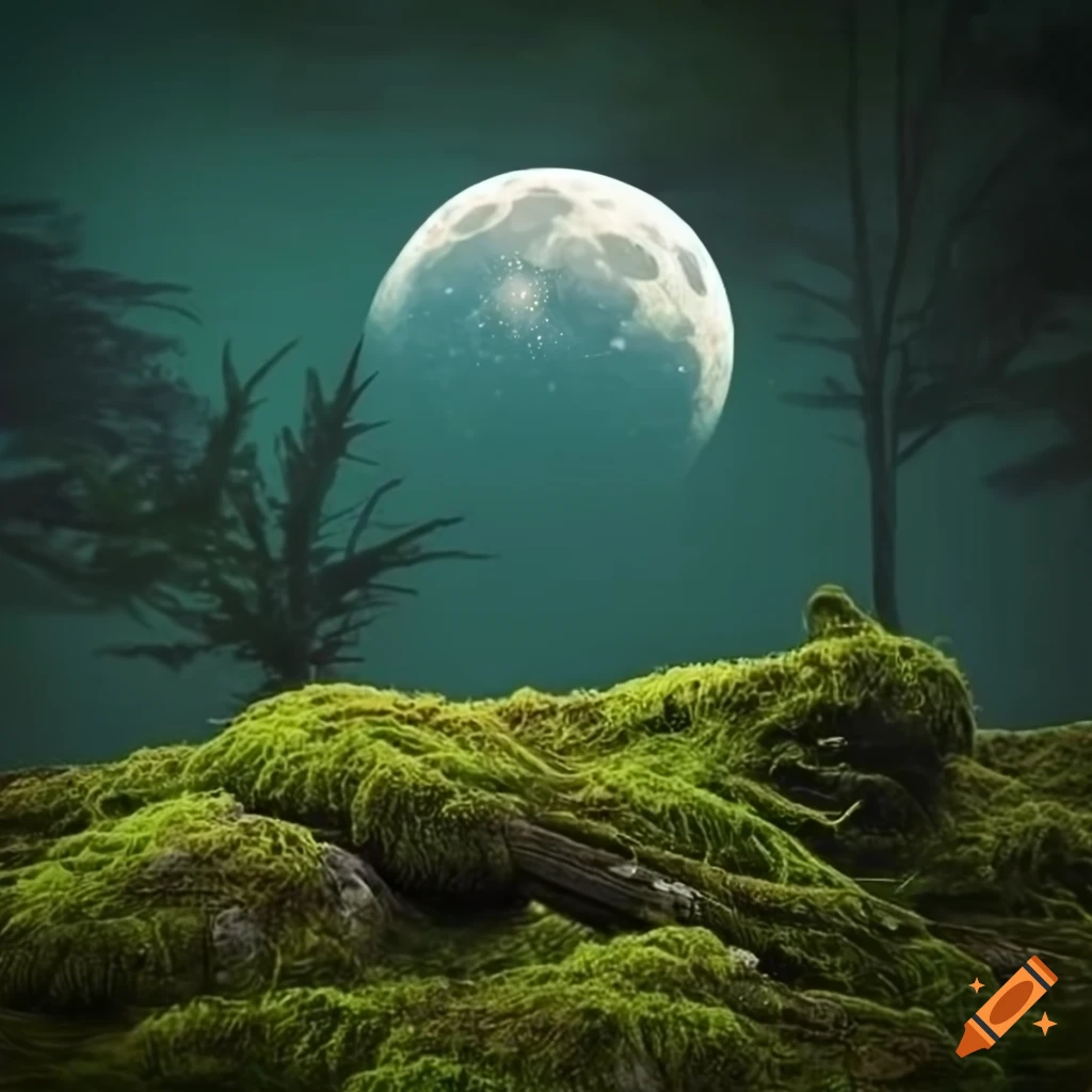 Moss-covered moon on Craiyon