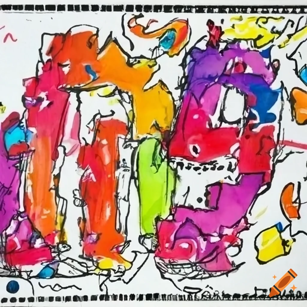 Colored ink drawing with the words 'stop this' in block letters on Craiyon