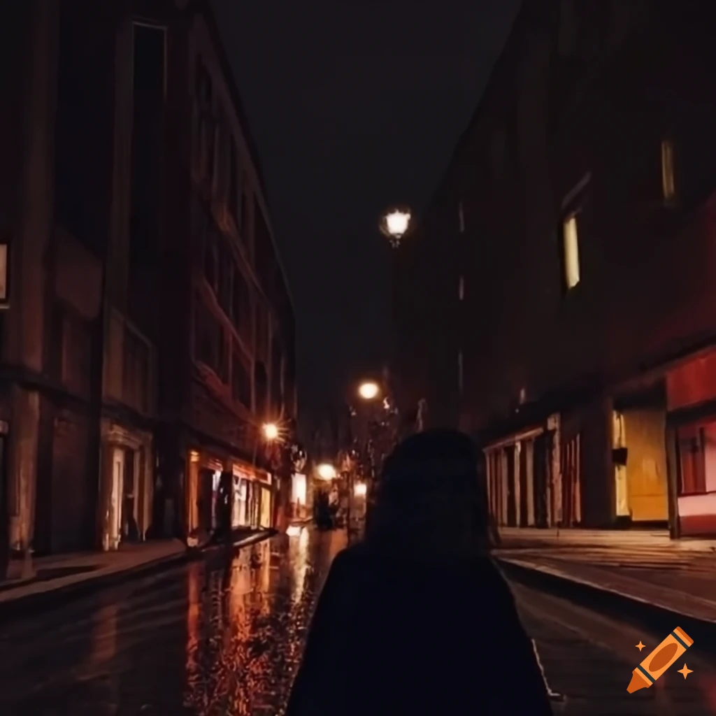 Lonely town at night with an aesthetic vibe on Craiyon