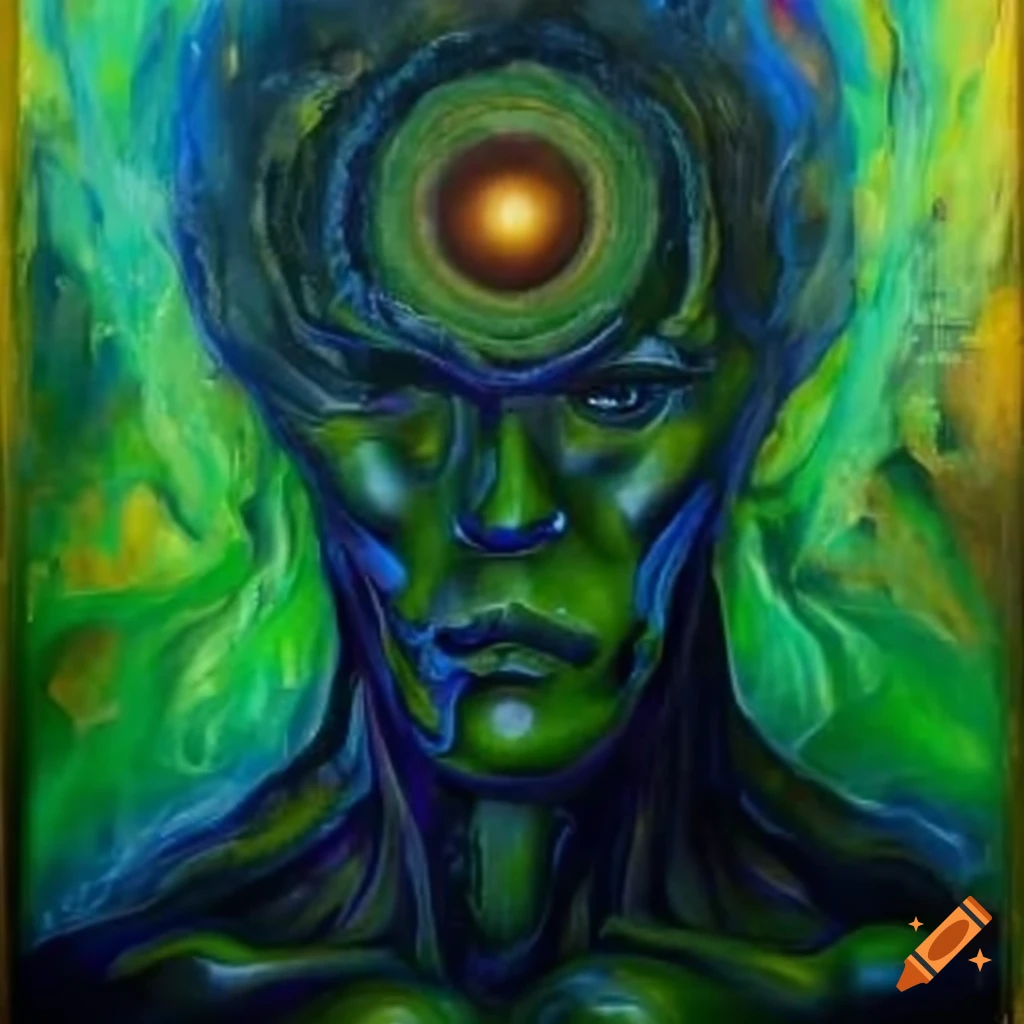 Chaos god of green consciousness aura on Craiyon