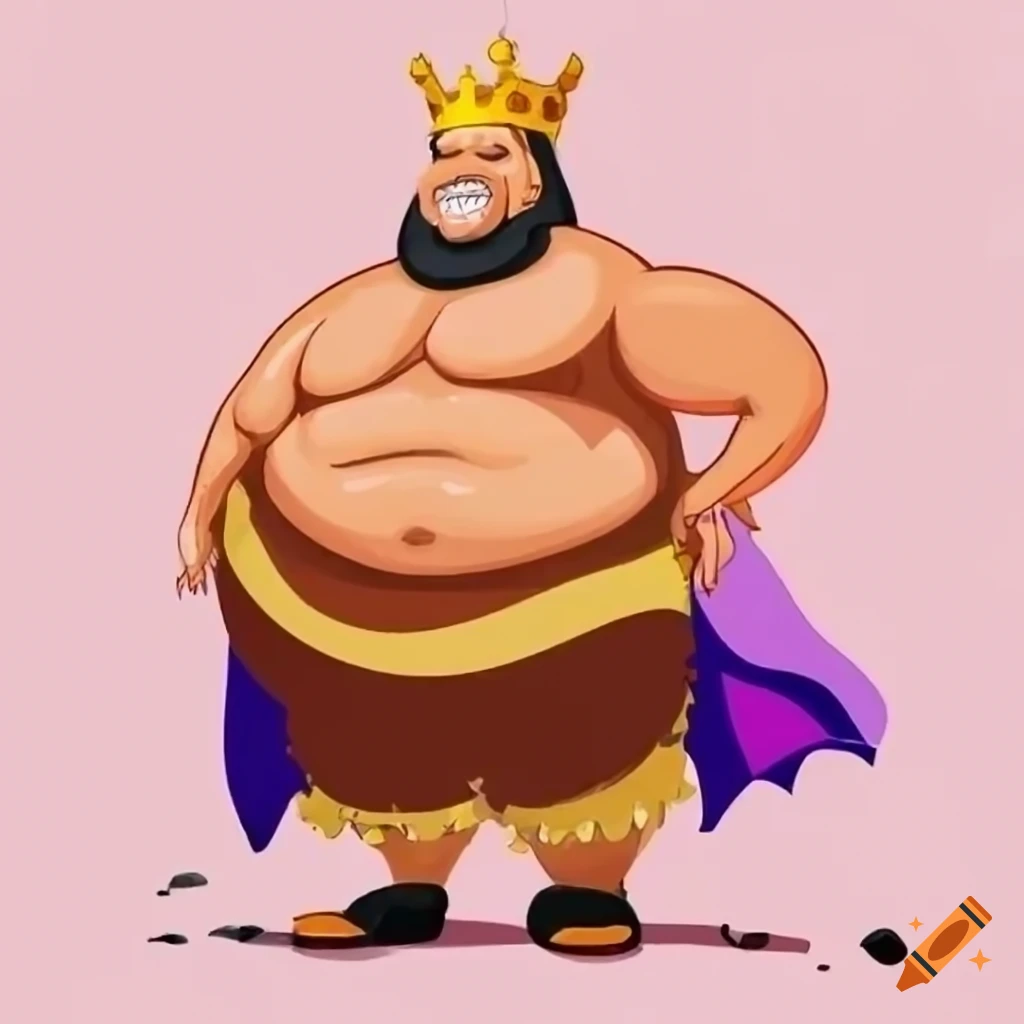 Chubby cartoon king illustration on Craiyon